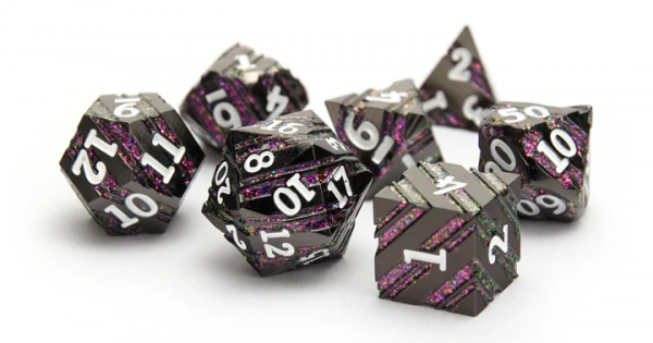 Metal Ore Dice Set Black & Purple